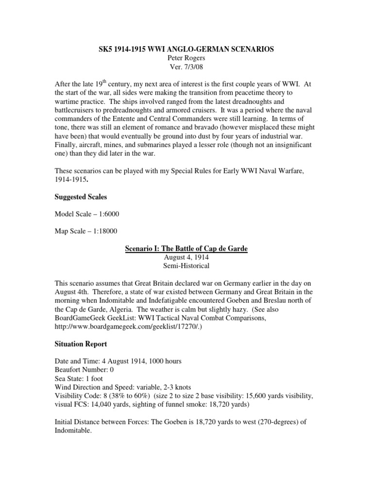 1914-1915 Anglo-German Scenarios | PDF | Ships | Naval Warfare