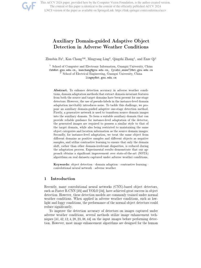 Fu_Auxiliary_Domain-guided_Adaptive_Detection_in_Adverse_Weather_Conditions_ACCV_2024_paper ...