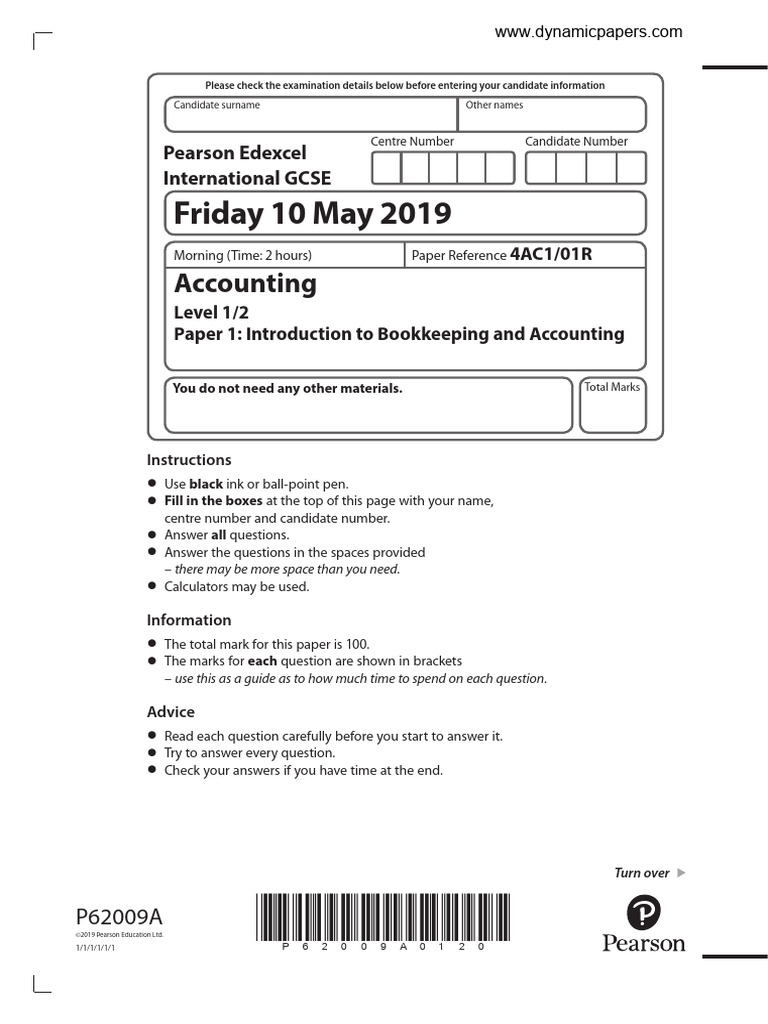 International GCSE Accounting Exam Paper | PDF | Debits And Credits ...
