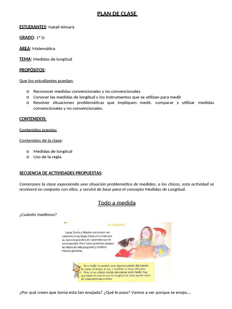 Plan de Clase Matematica | PDF | Longitud