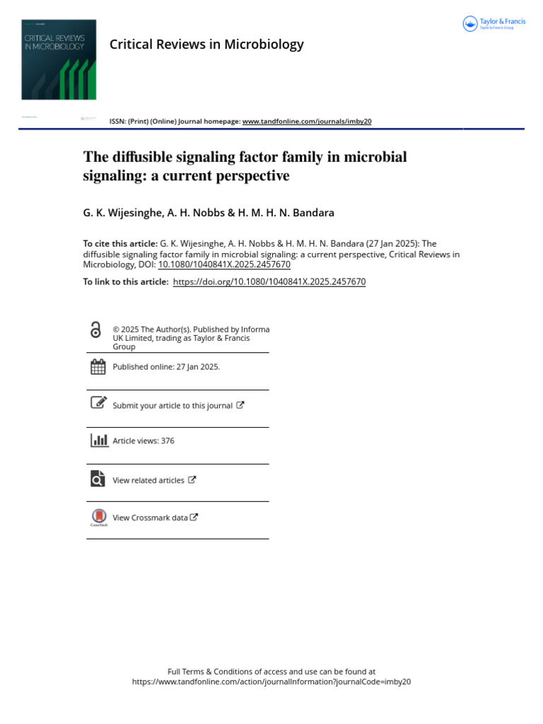 The diffusible signaling factor family in microbial signaling a current ...