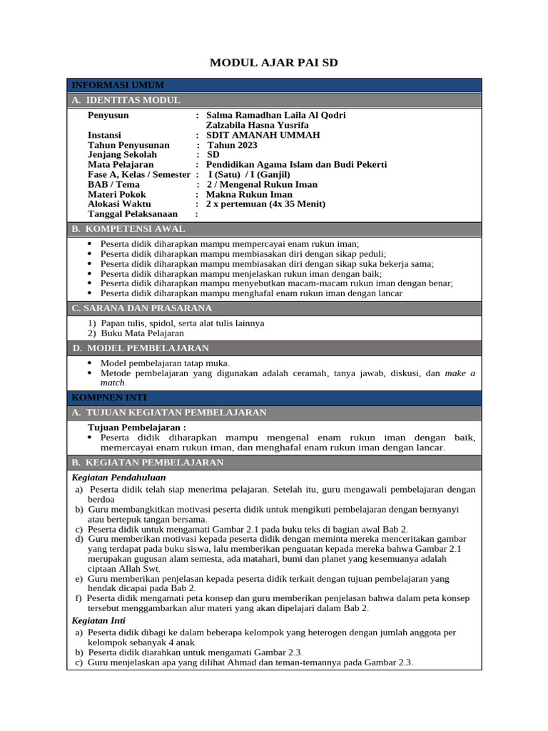 Modul Ajar Pai Bab 2 | PDF