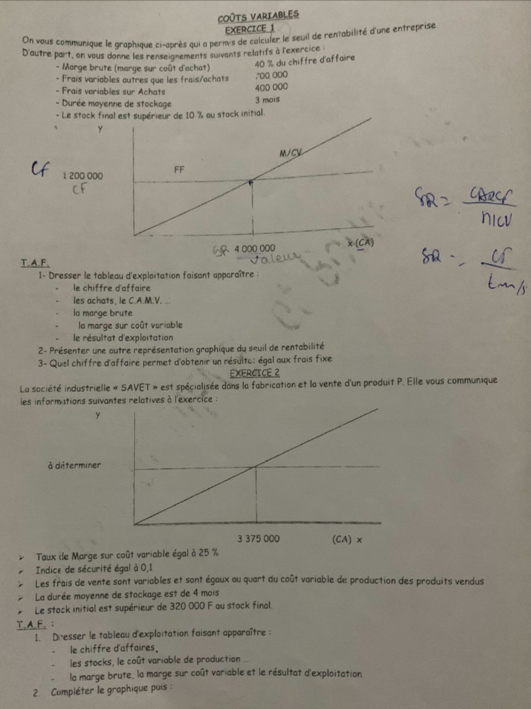 Exercice Cout Variable | PDF