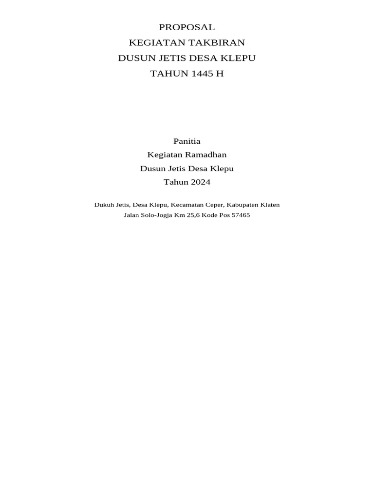 Proposal Takbir | PDF