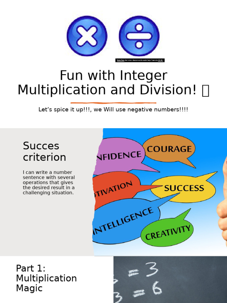 Multiplication and Division With Negative Numbers | PDF ...