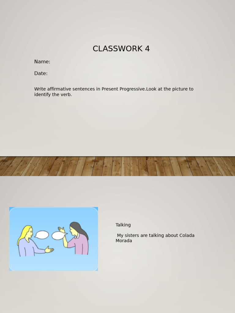 Present Progresive Sentences Classwork | PDF