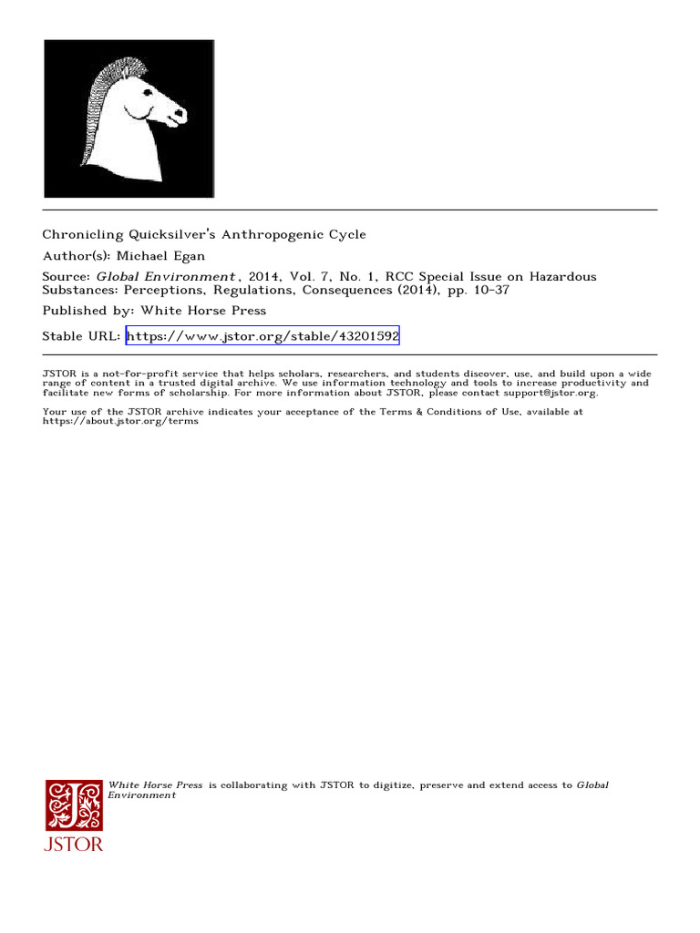 Egan (2014) Chronicling Quicksilver's Anthropogenic Cycle | PDF ...