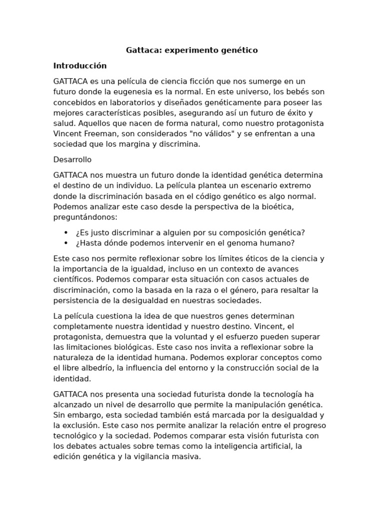 Gattaca | PDF | Genotipo | Transhumanismo