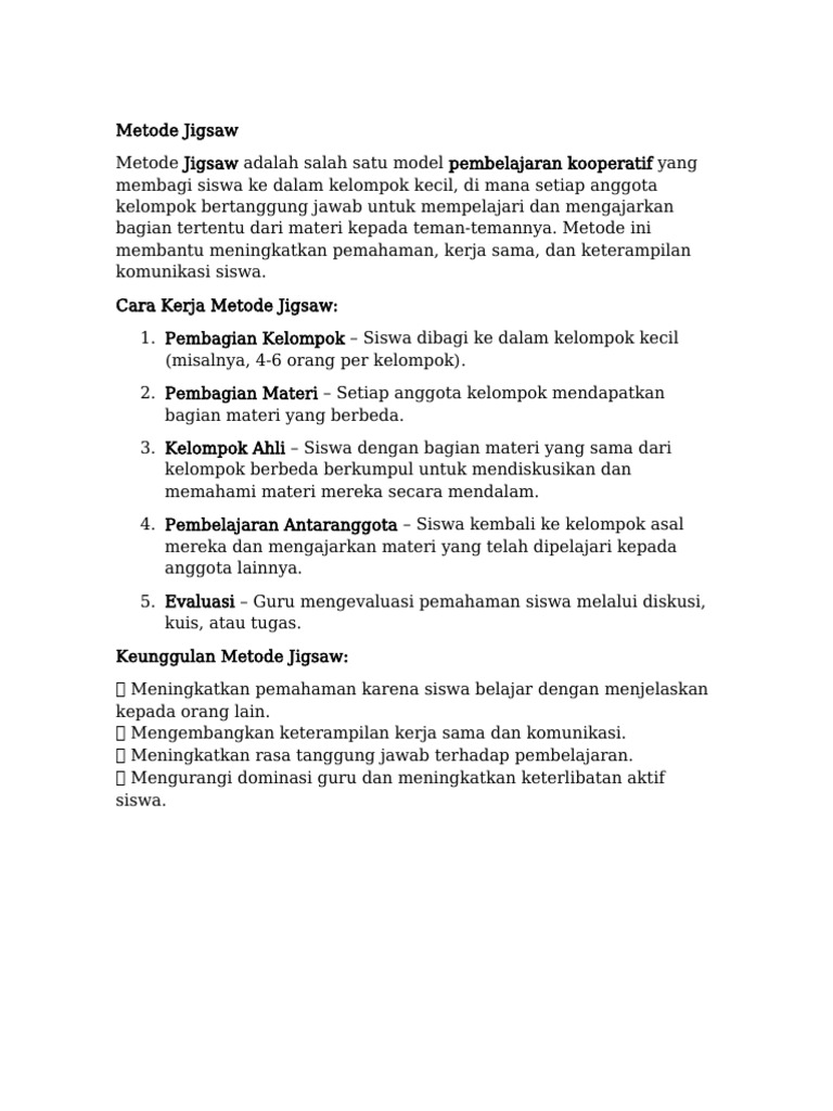 Metode Jigsaw | PDF