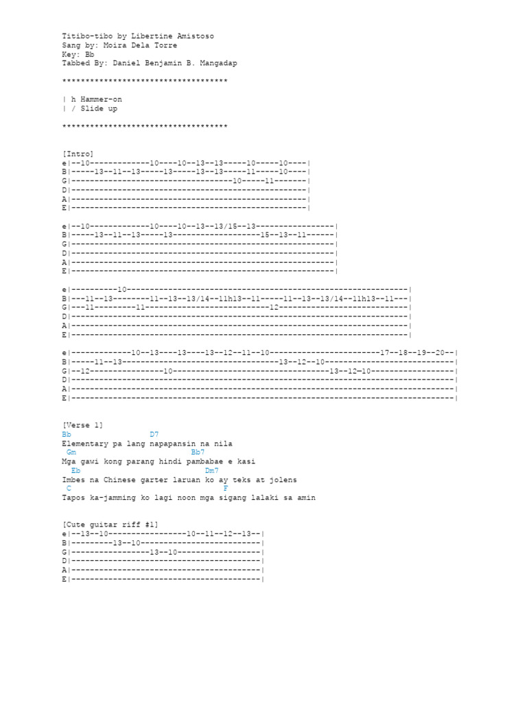 Titibo Tibo Chords & Tabs (BB) | PDF