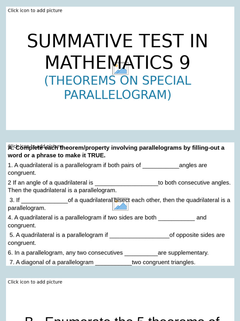 Summative Test Math 9 | PDF