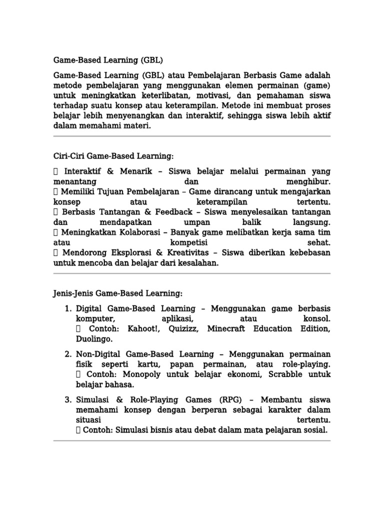 Game Based Learning | PDF