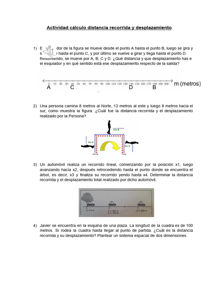 Actividad Distancia Recorrida y Desplazamiento 3er Año | PDF