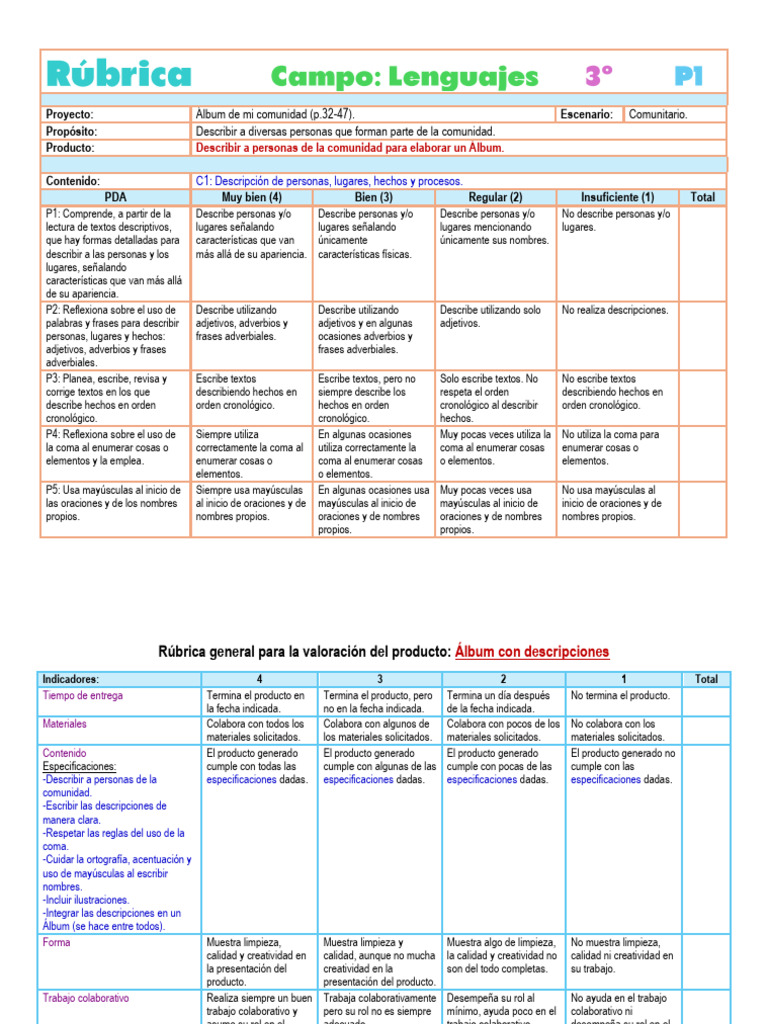 Rùbricas 3er grado | PDF | Sistema musculoesquelético humano | Adverbio
