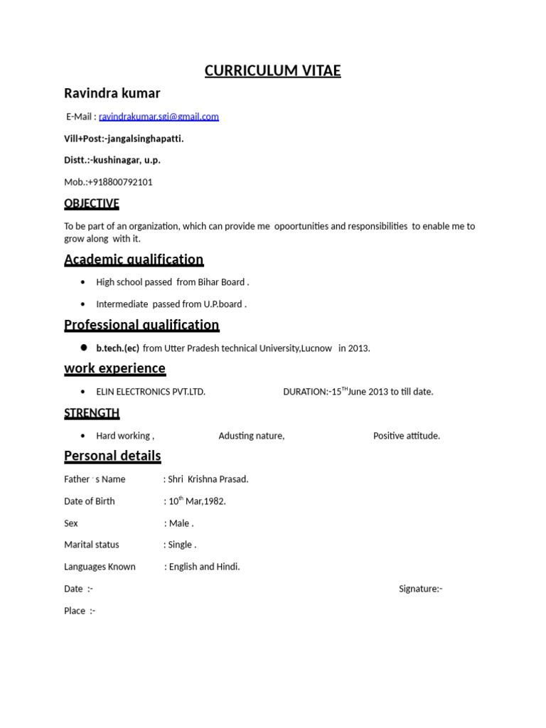 Ravindra Kumar's CV | PDF