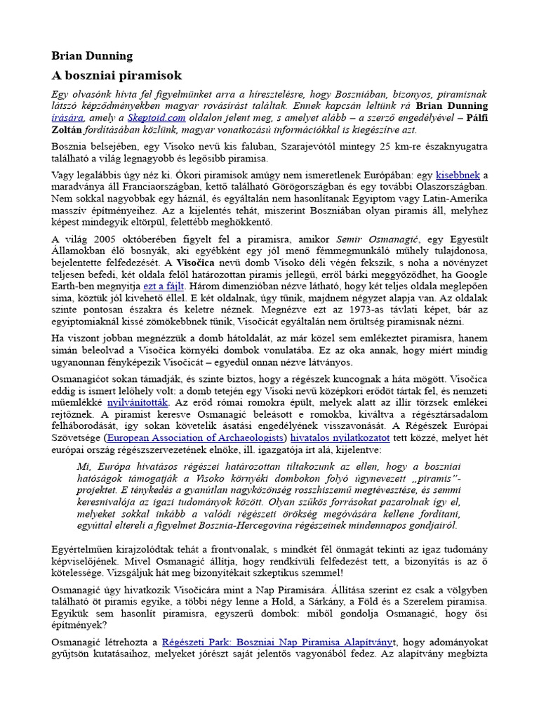 Dunning, Brian - A Boszniai Piramisok | PDF