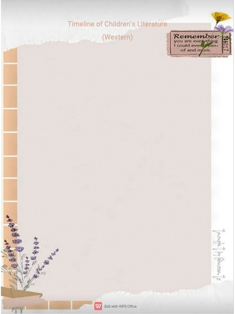 Timeline of ChIldrens Literature TUERES0925 | PDF