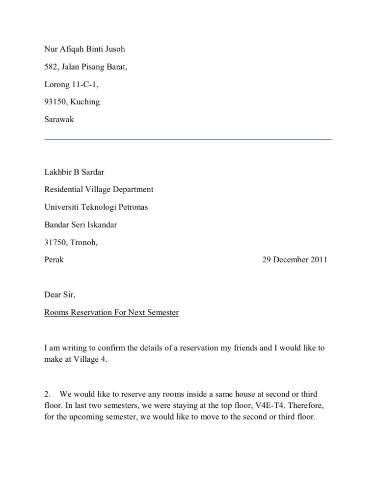 Reservation Letter Guidelines | PDF