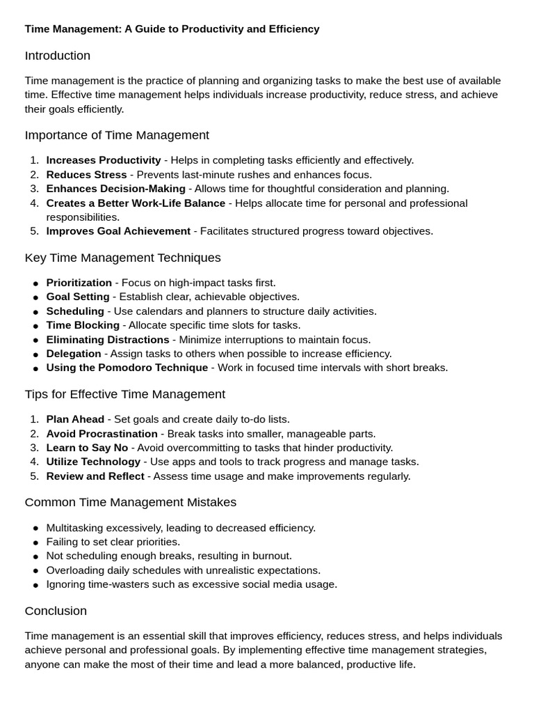 Time Management Tips for Productivity | PDF