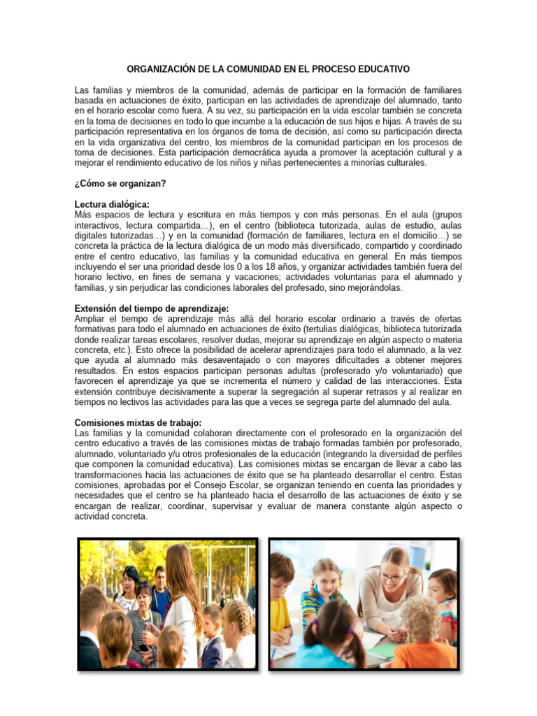 Organización de La Comunidad en El Proceso Educativo | PDF | Comunidad ...