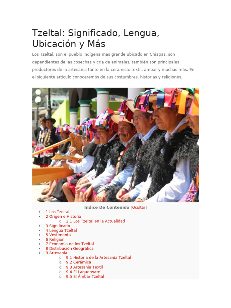 Cultura y Tradiciones de los Tzeltal | PDF