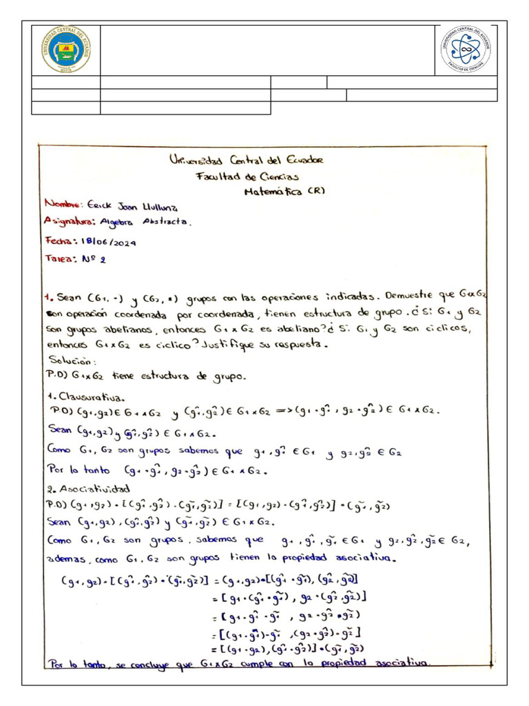 Algebra Abstracta(Tarea2) | PDF