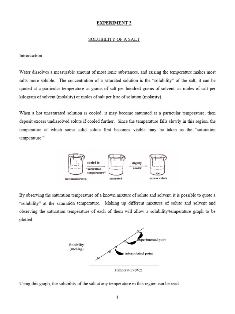 NYB Experiment 2 - Solubility of A Salt | PDF | Solubility | Physical ...