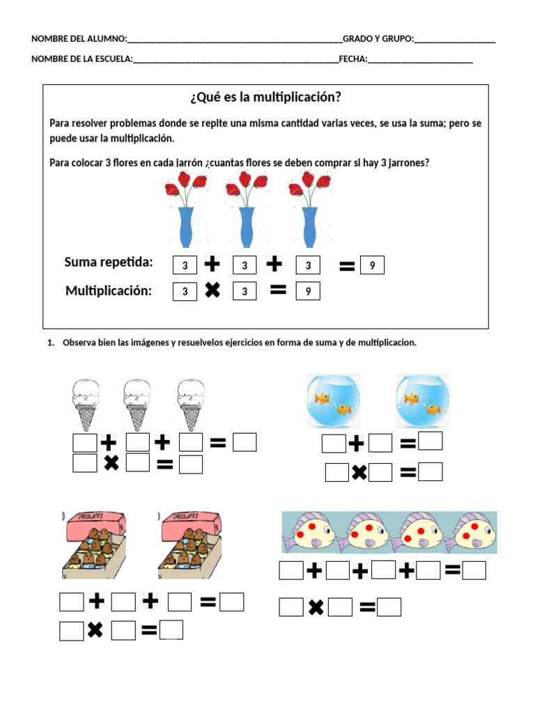 Ejercicios de Multiplicacion Tabla Del 2 | PDF