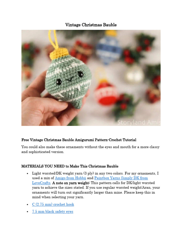 Vintage Christmas Bauble Crochet Pattern | PDF | Crochet | Figured Fabrics