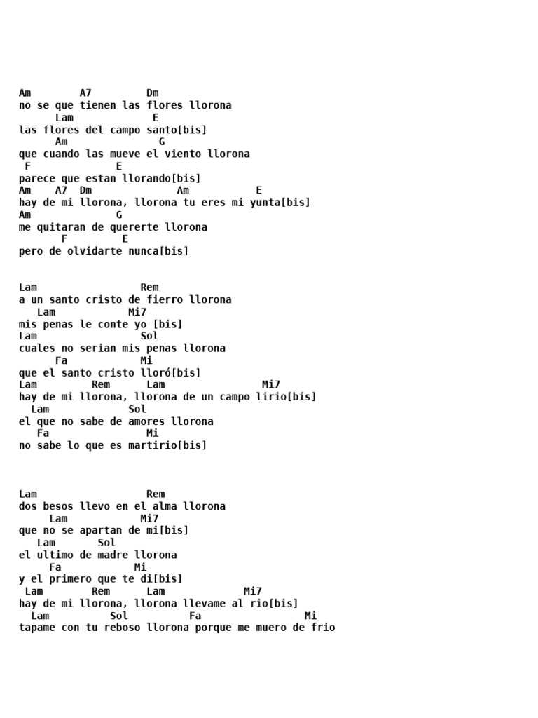 ACORDES La Llorona en Lam | PDF