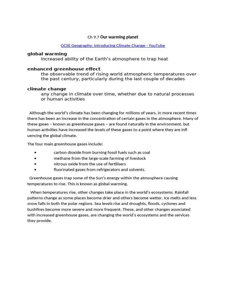 Lesson 10 - Global Warming and Climate Change | PDF | Climate Change ...