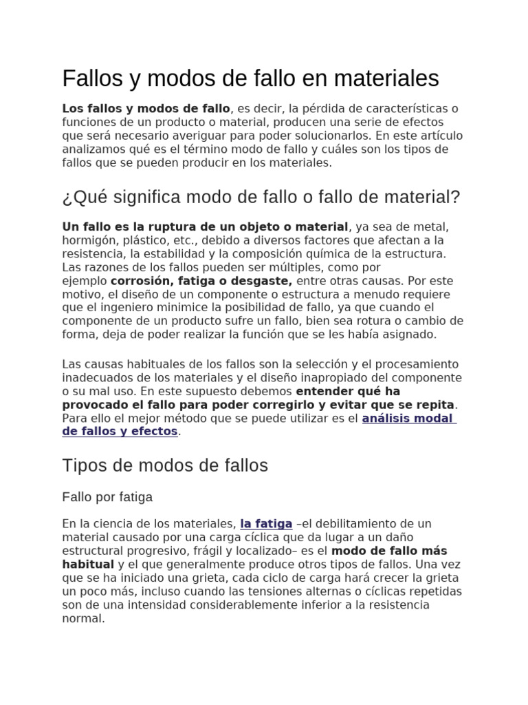 Modos de Fallo en Materiales | PDF | Fatiga (material) | Corrosión