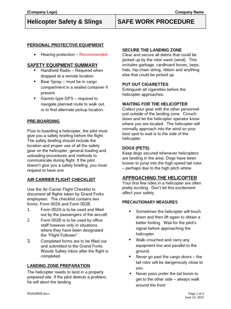 Helicopter Safety Procedures Guide | PDF | Helicopter