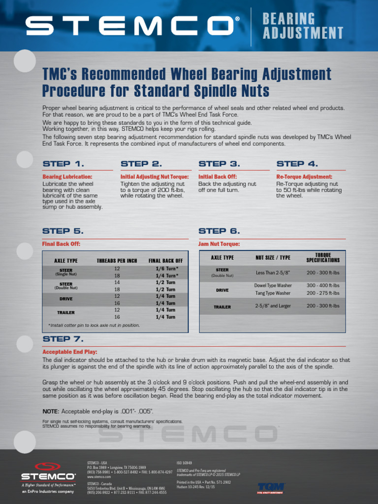 STEMCO BearingAdjust 571-2902 r1 | PDF | Axle | Nut (Hardware)