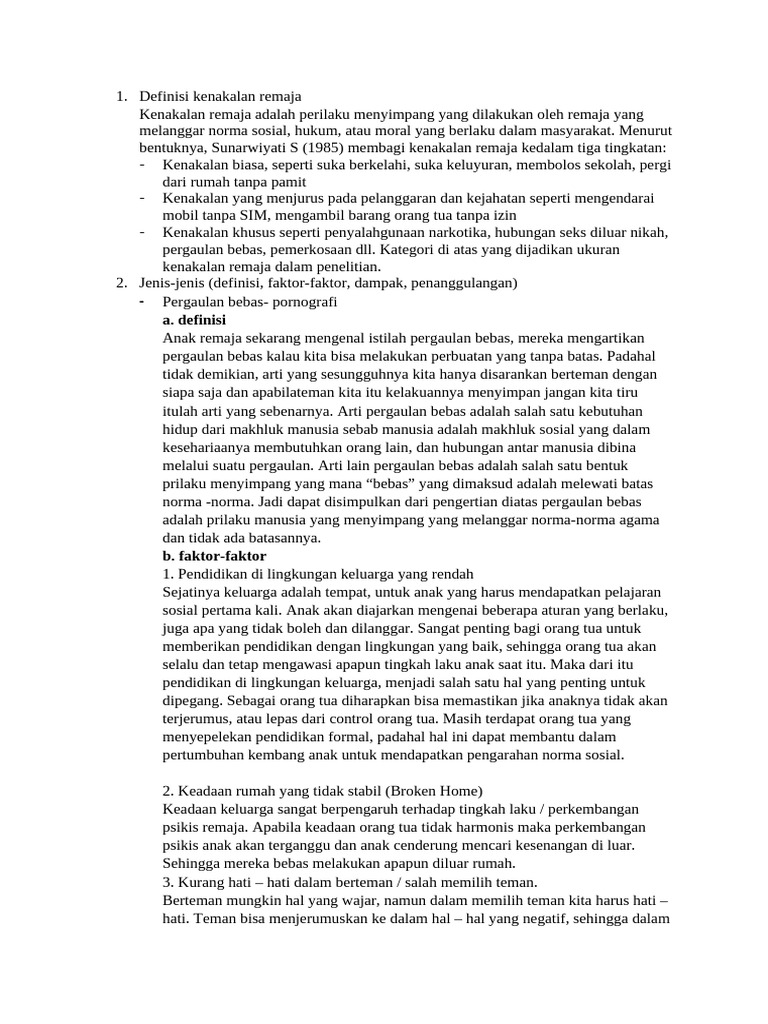 Definisi Kenakalan Remaja | PDF