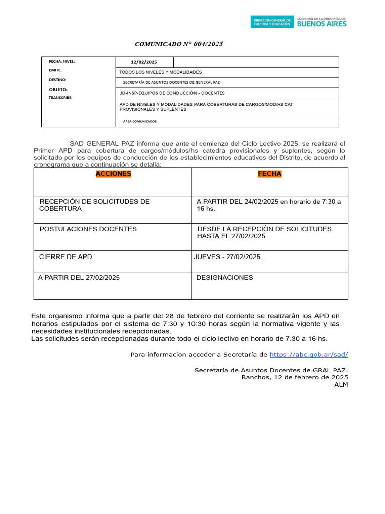 Comunicado #4-2025 | PDF