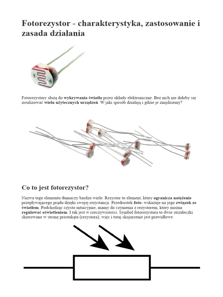 Fotorezystor - Charakterystyka, Zastosowanie I Zasada Działania | PDF