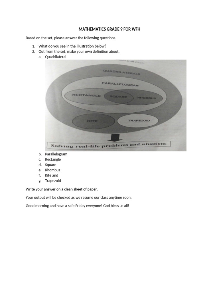 Mathematics Grade 9 For WF1 | PDF