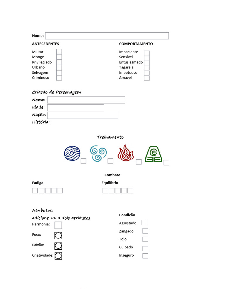 Ficha Avatar 1 | PDF