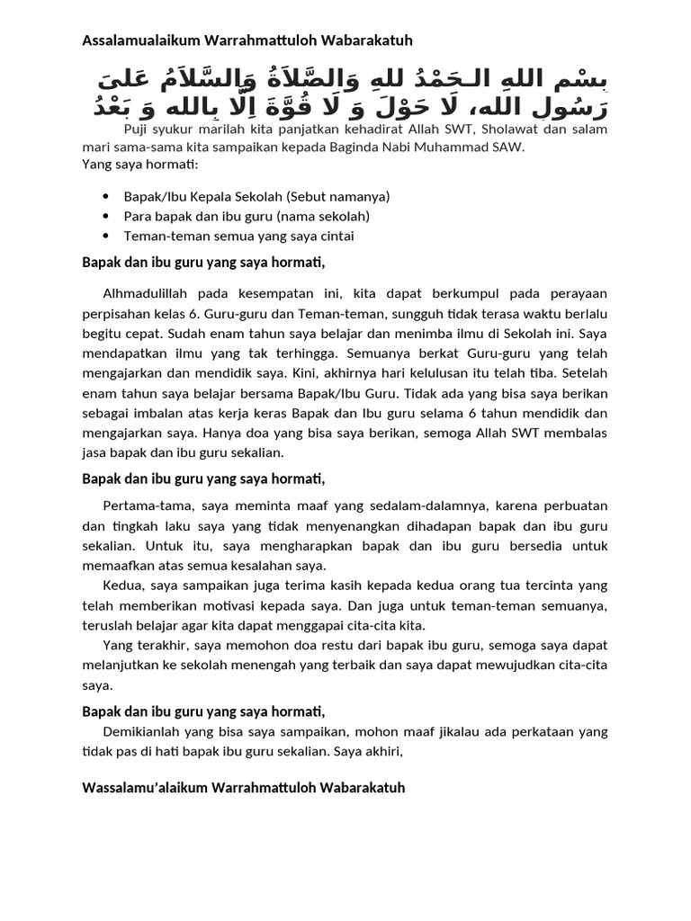 Pidato Perpisahan Muhammad Abdul Basit | PDF