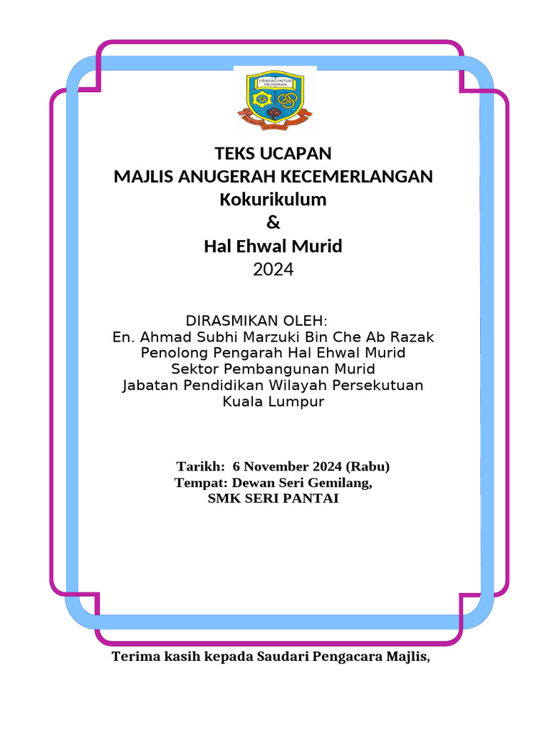 Teks Hem Koko Perasmi 2024 | PDF