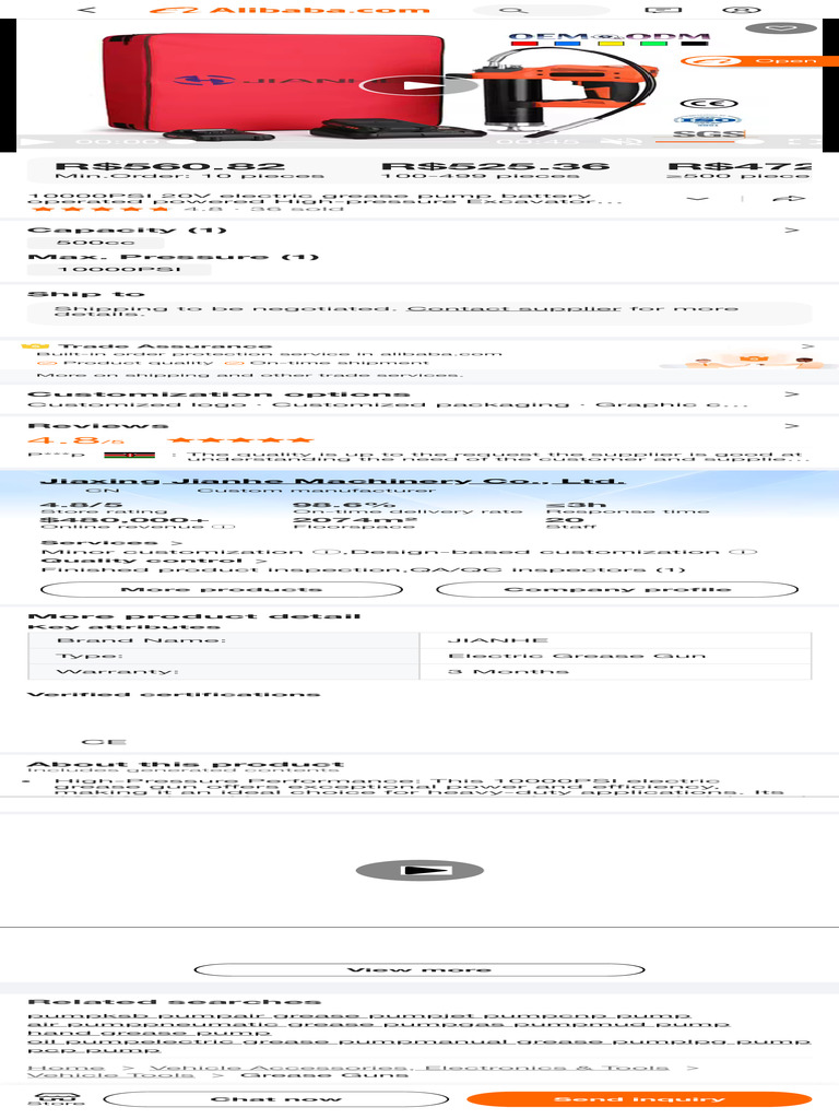 Source 10000PSI 20V Electric Grease Pump Battery Operated Powered High ...