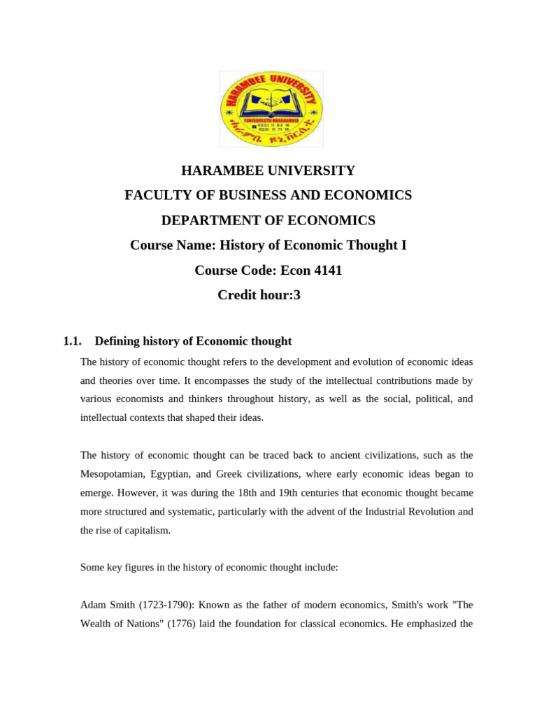 History of Economic Thought Overview | PDF | Economics | History Of ...
