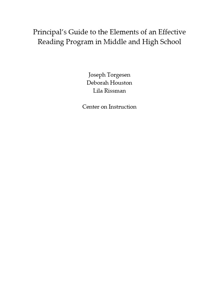 Principals Guide To Reading | PDF | Educational Assessment | Reading ...