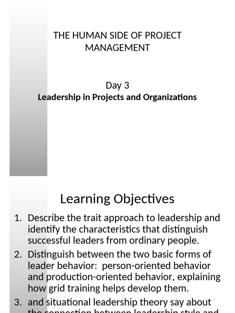 3 Advance Issues in Project Management-Day 3. Leadership in Projects ...