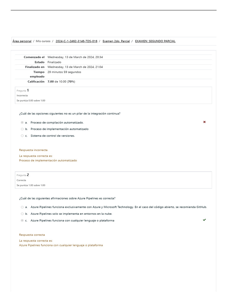 EXAMEN SEGUNDO PARCIAL Revisi N Del Intento | PDF | Microsoft Azure | Ingeniería Informática