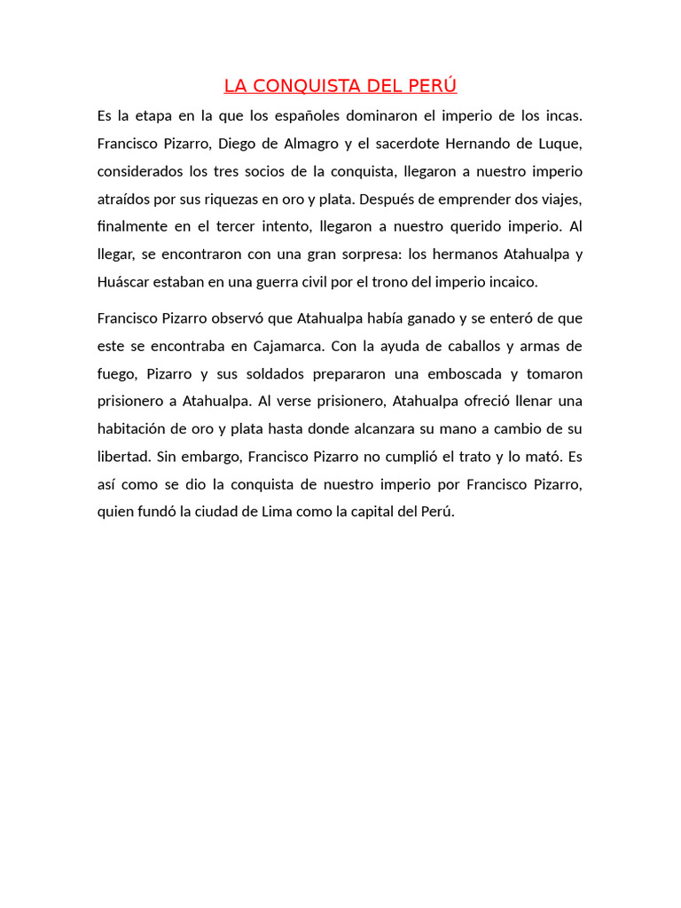La Conquista Del Perú | PDF