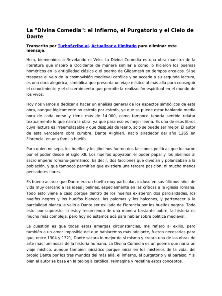 La - Divina Comedia - El Infierno, El Purgatorio y El Cielo de Dante ...