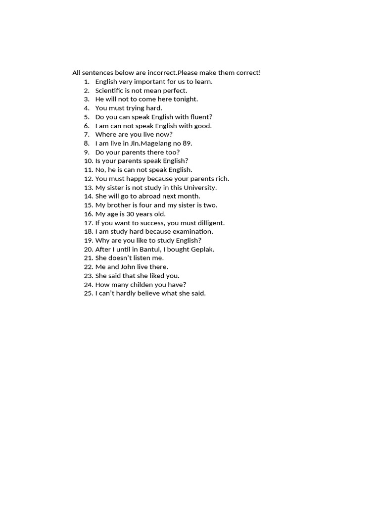 Correcting Common English Errors | PDF