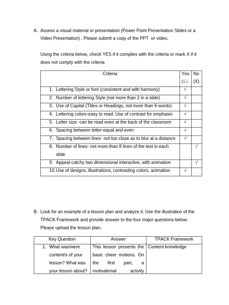 Visual Presentation and Lesson Plan Analysis | PDF | Intelligence ...